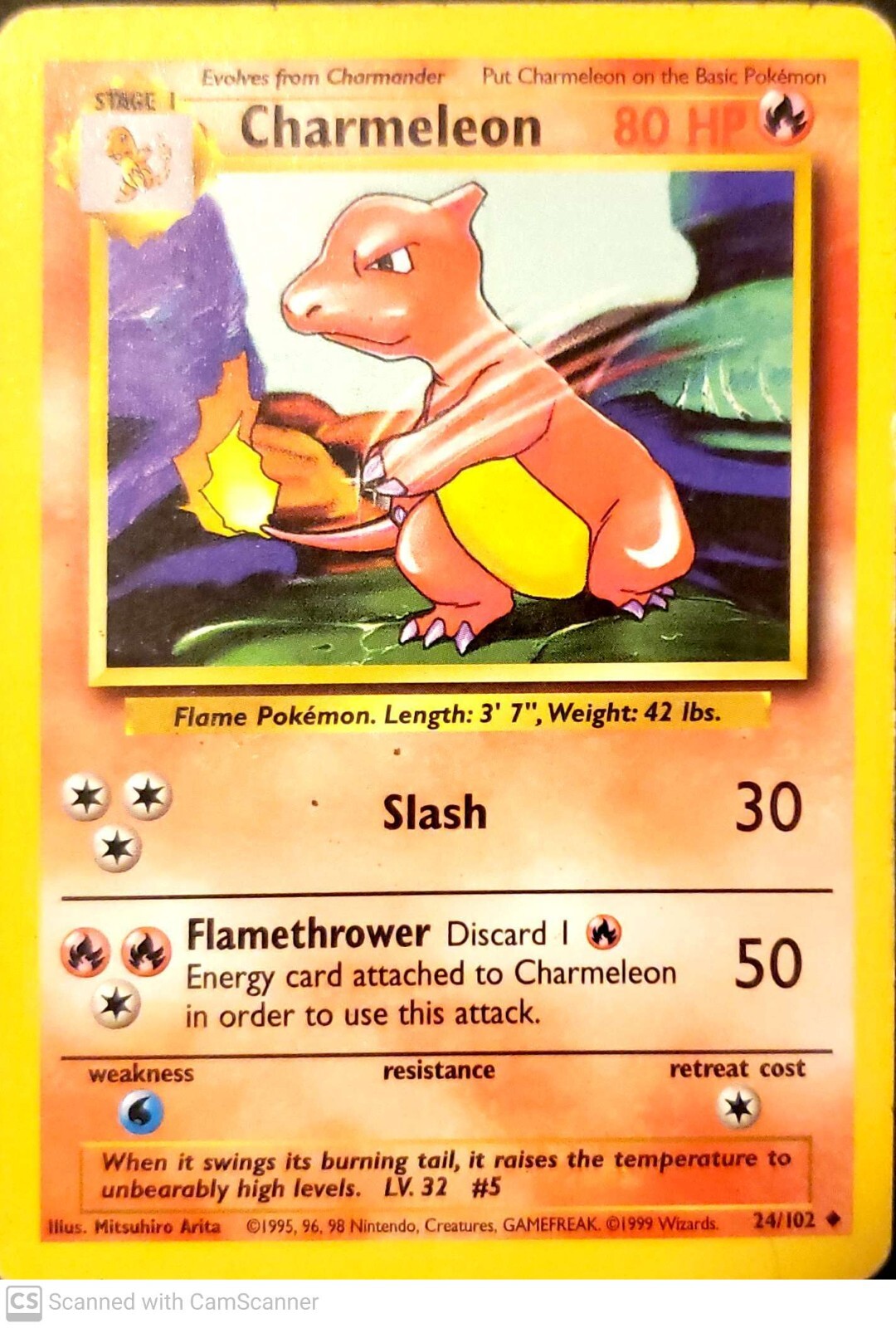 Pokémon TCG Charmeleon Base Set 24/102 Regular Unlimited Uncommon | eBay