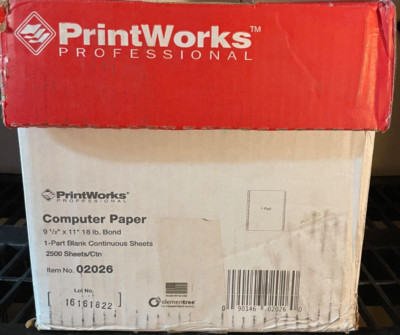 NEW IN BOX Printworks Professional Continuous Computer Paper 9.5x11 ...