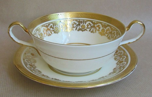 AYNSLEY CHINA KENILWORTH IVORY SOUP COUPES AND UNDERPLATES MINT (6917 ...