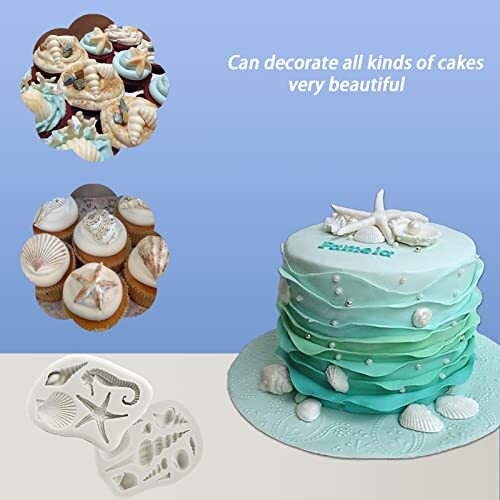 Marine Theme Silicone Fondant Mold 4pcs Marine Under The Sea Cake Mold ...
