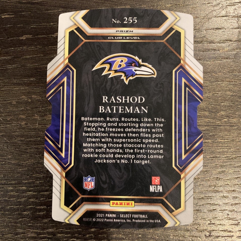 2021 Panini Select Football Rashad Bateman RC Silver Die-Cut Club Level ...