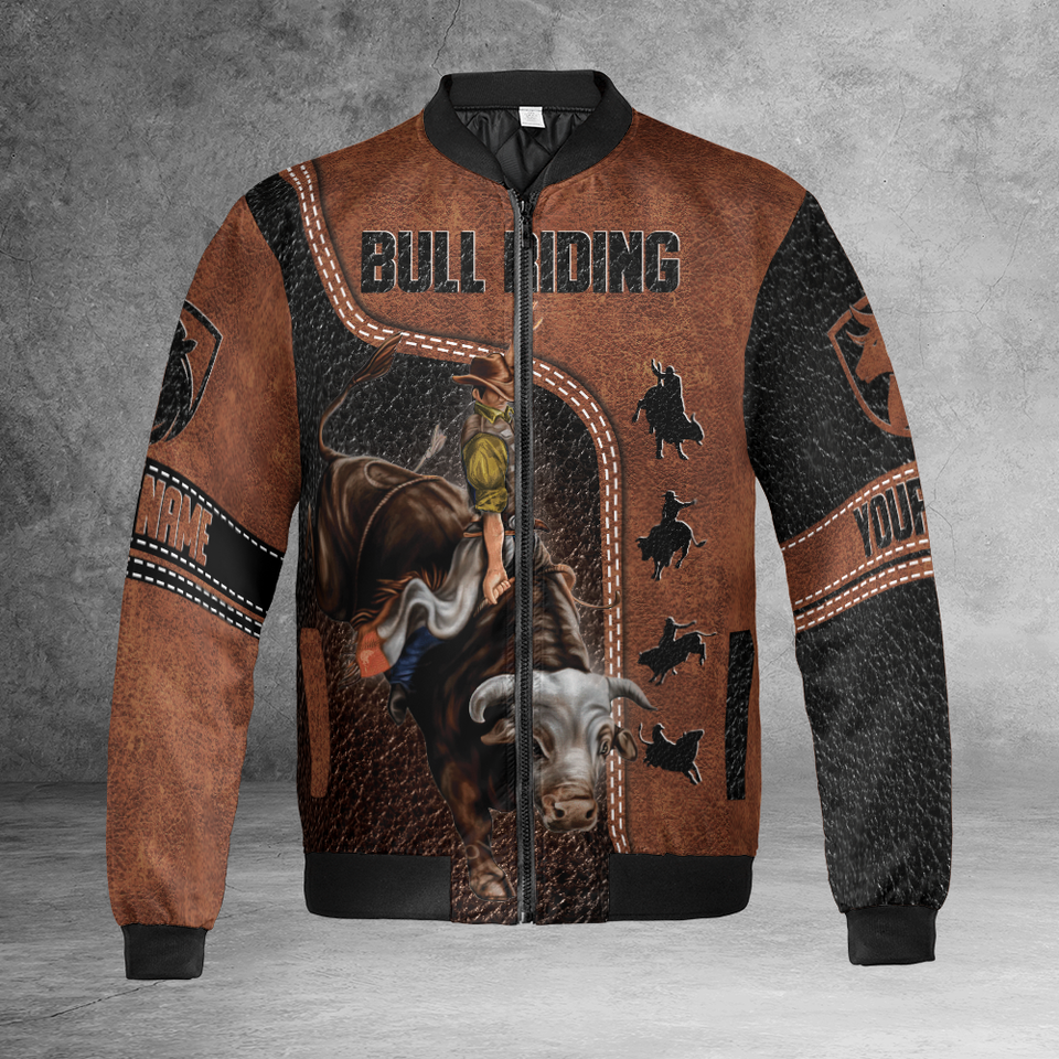 Bull Riding Brown Rodeo Riding Windbreaker Bomber Jacket S-5XL | eBay
