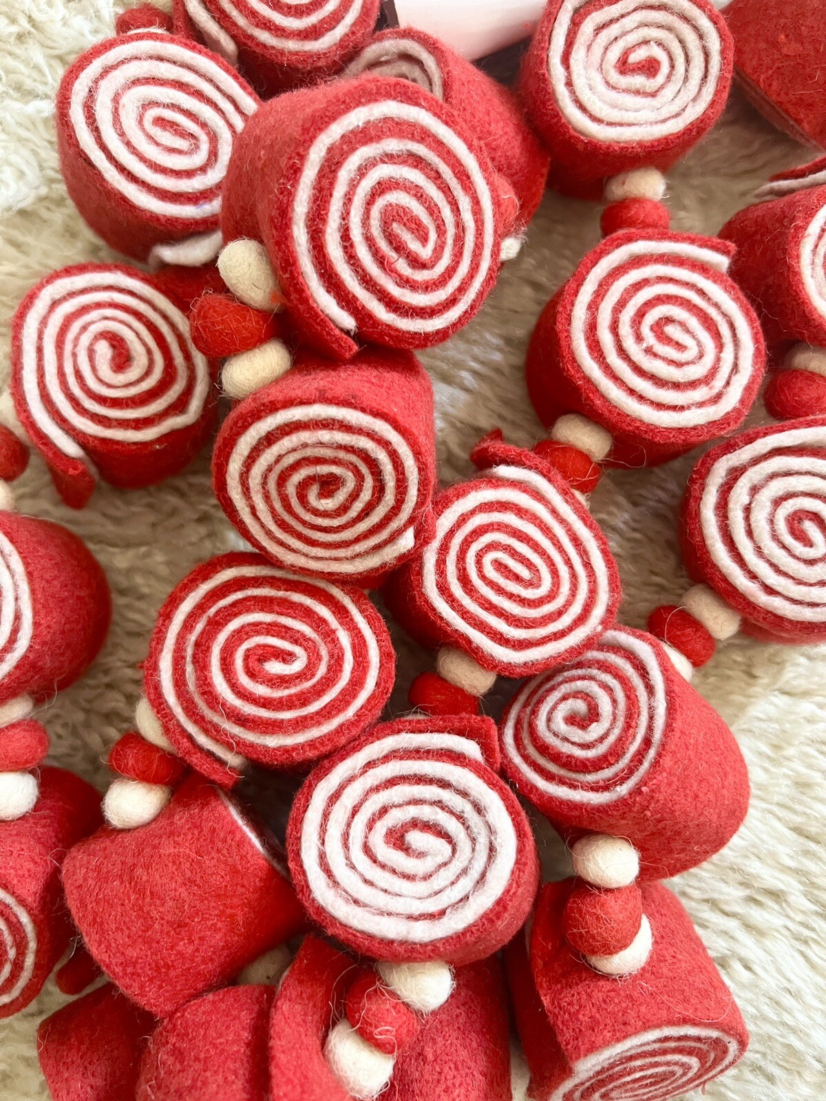 BRAND NEW CHRISTMAS PEPPERMINT CANDY CANE WOOL FELT GARLAND 6 FT | eBay