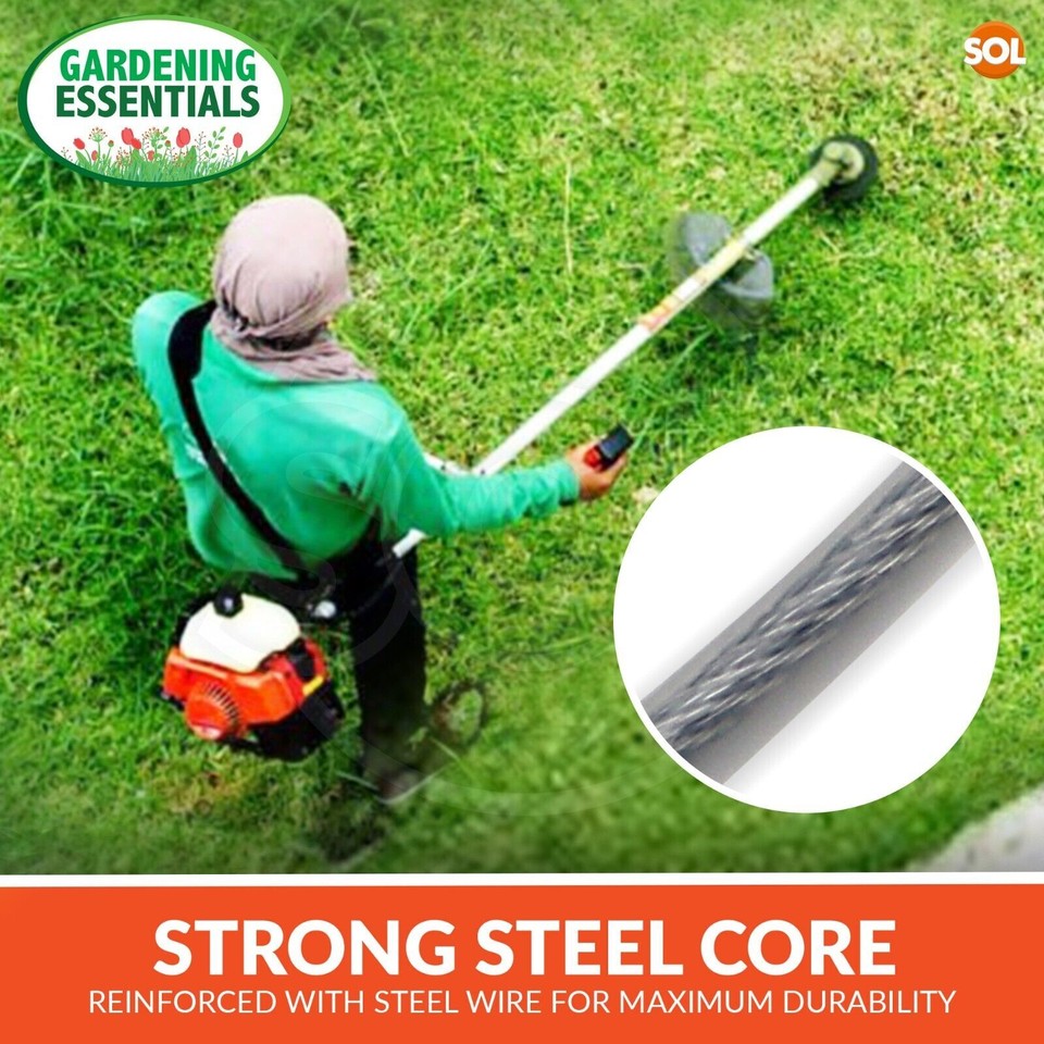 41M Heavy Duty Steel Strimmer Trimmer Line Cord 3mm Nylon Metal Wire ...