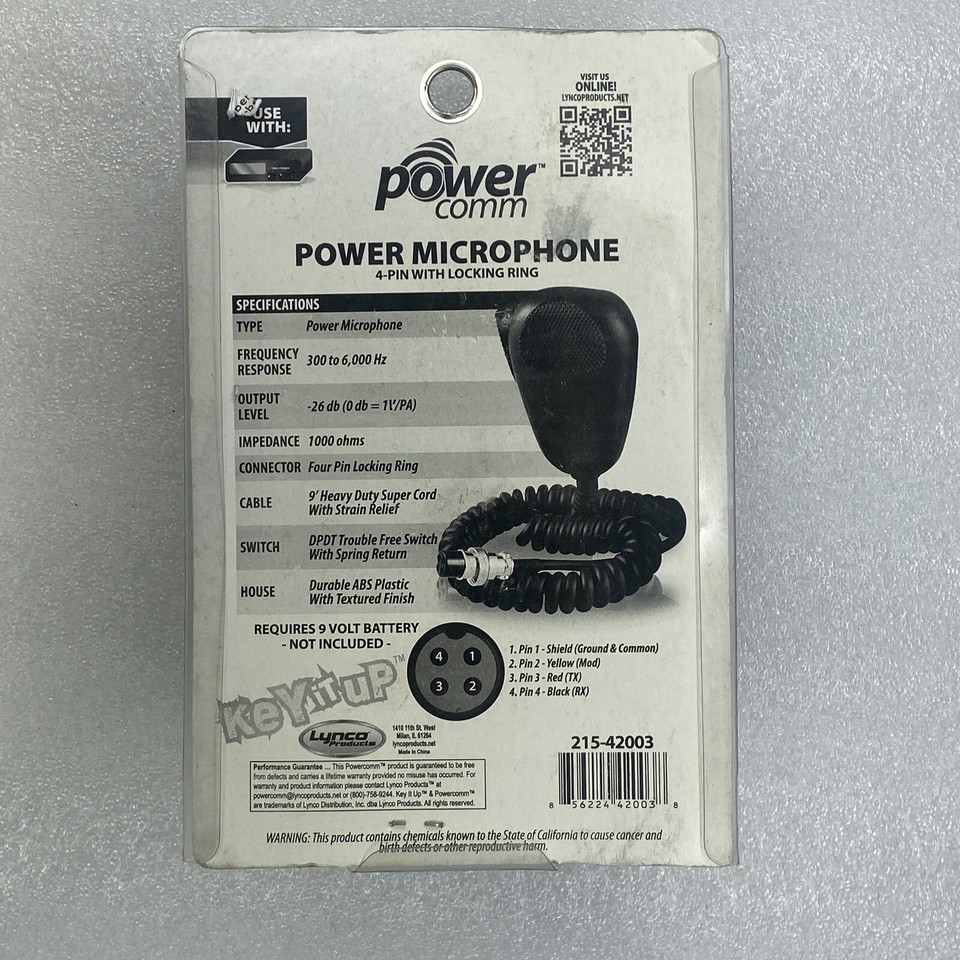 Power Comm Cb Power Microphone 4 Pin With Locking Ring Cb Radio Mike ...