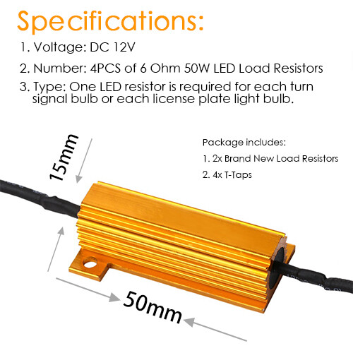 2X Load Resistor 50W 6RJ 6ohm LED Decoder FIX Hyper Flash Turn Signal ...