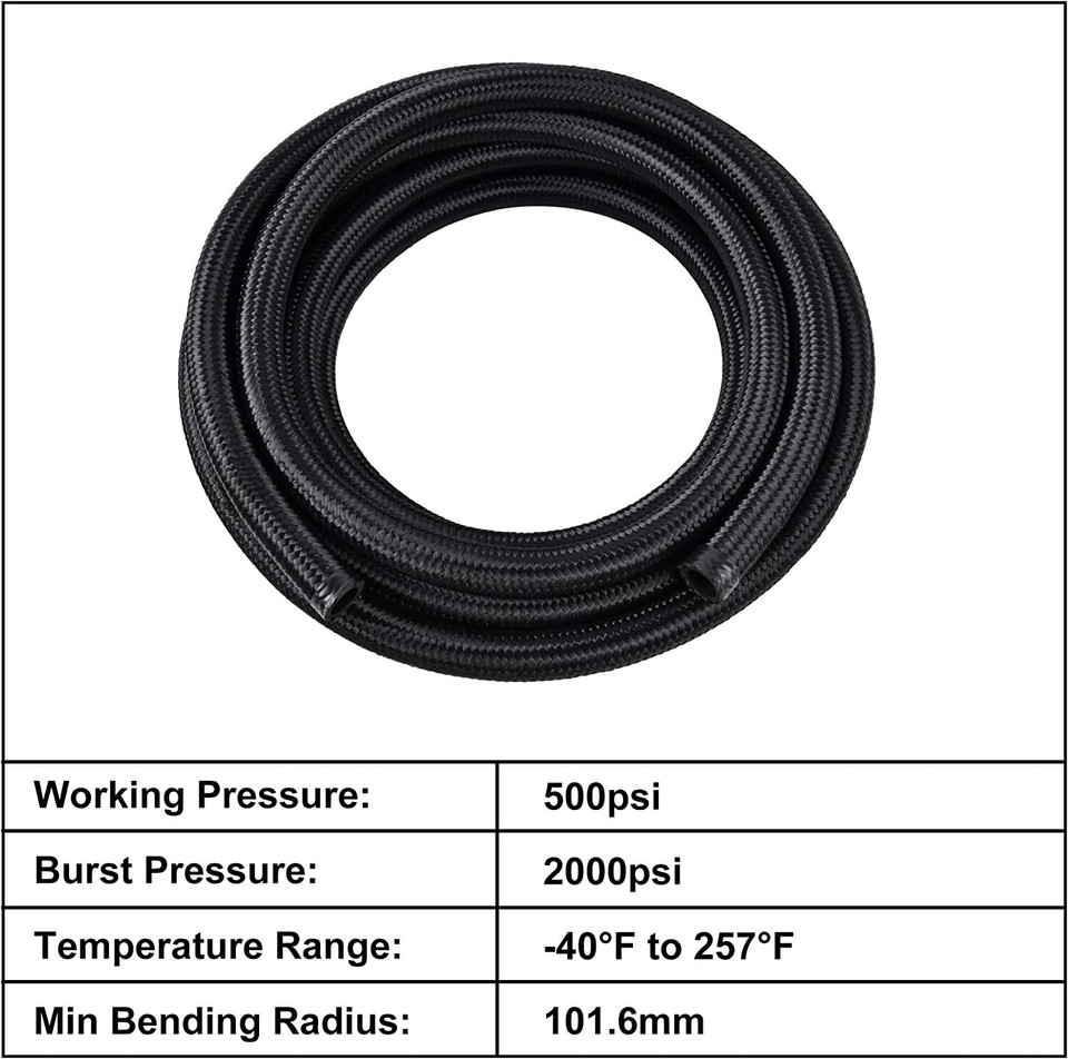 6 8 10AN Nylon Braided Fuel Line Hose Fuel Line Oil Feed Line CPE 20 ...