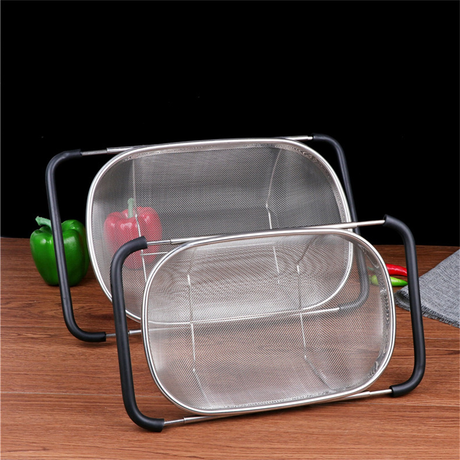 Over The Sink Stainless Steel Oval Fine Mesh Colander Strainer ...