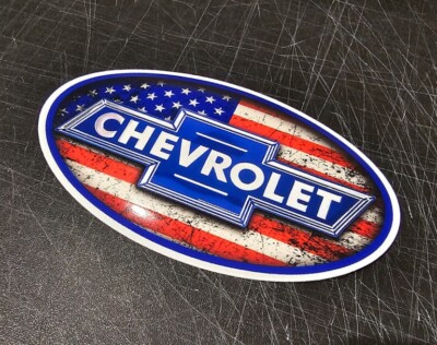 CHEVY STICKER FLAG LOGO USA CHEVROLET GARAGE TOOL BOX CAR DECAL Big ...