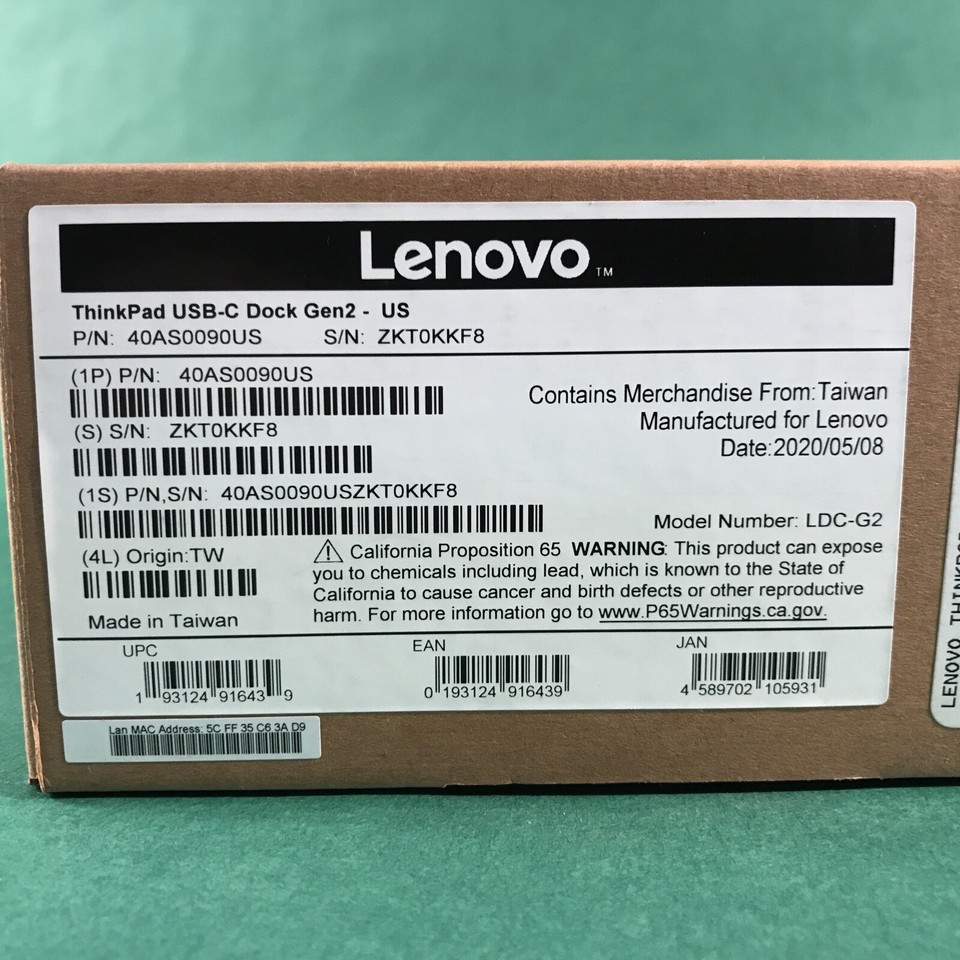 Lenovo 40AY0090US ThinkPad Universal USB-C Docking Station Brand New ...