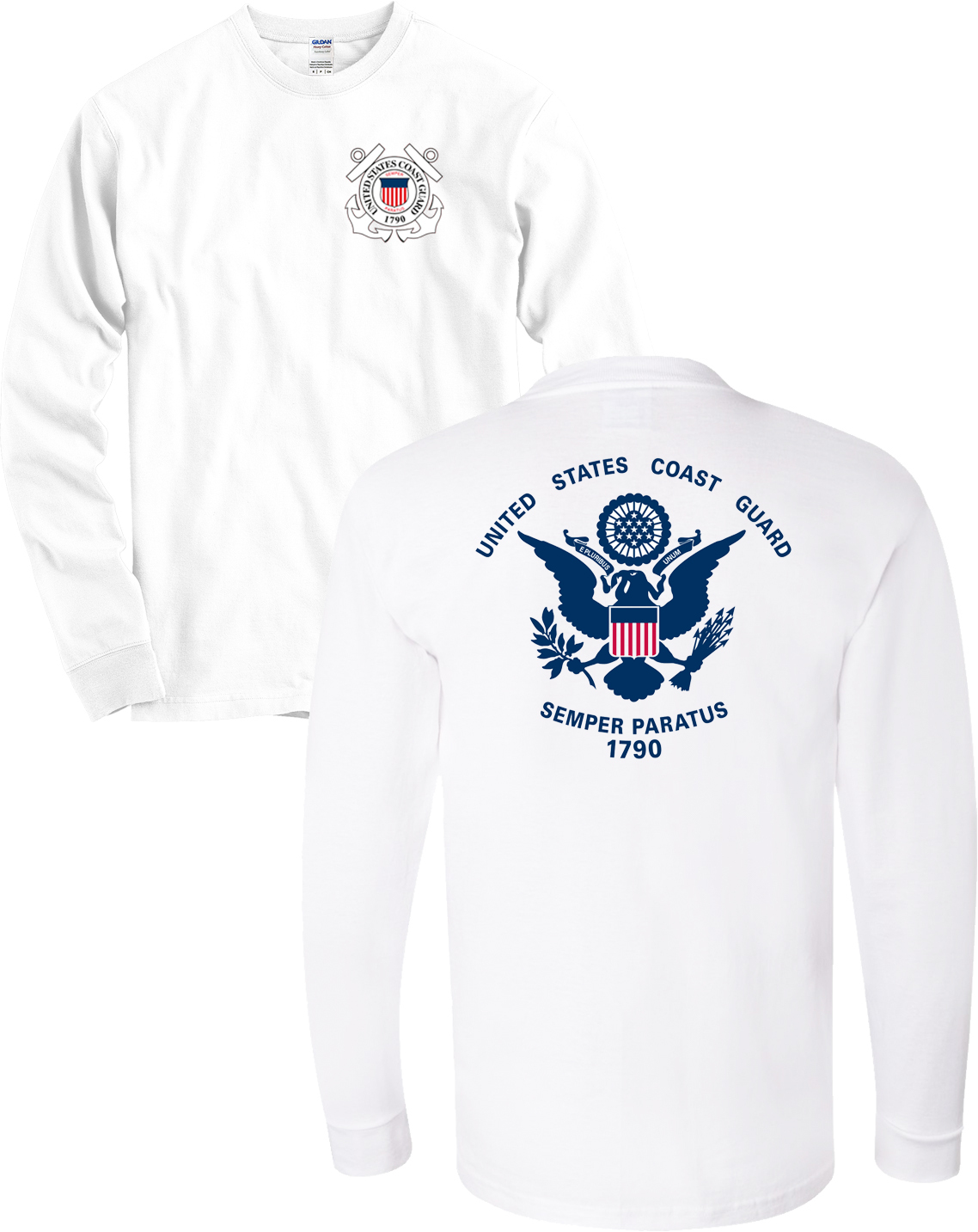 US Coast Guard Flag USCG Seal Long Sleeve Front & Back Shirt - NEW | eBay