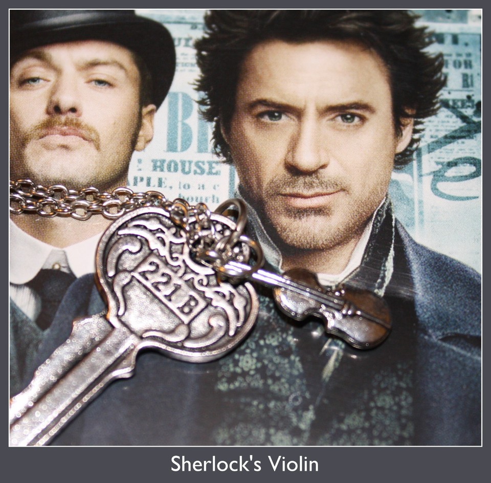 Sherlock Holmes 221B House Key Necklace w/ Charm added John Watson Mrs ...