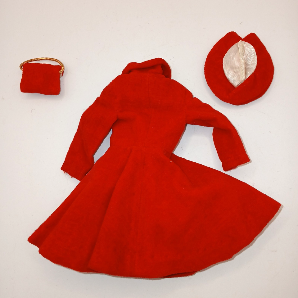 Skipper Doll Barbie's Sister Velvet Red Dress Coat Hat & Purse #1906 ...