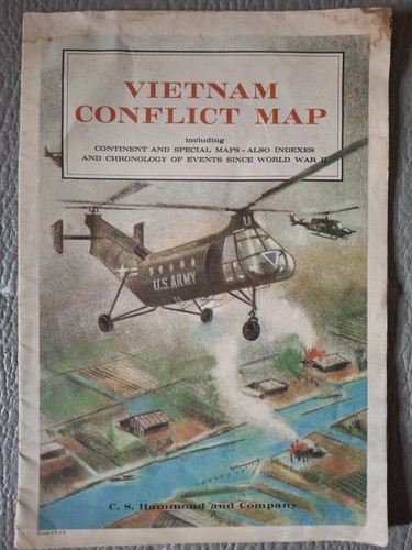 ca. 1965 VIETNAM WAR CONFLICT MAP by C. S. HAMMOND & CO. w SPECIAL MAPS ...