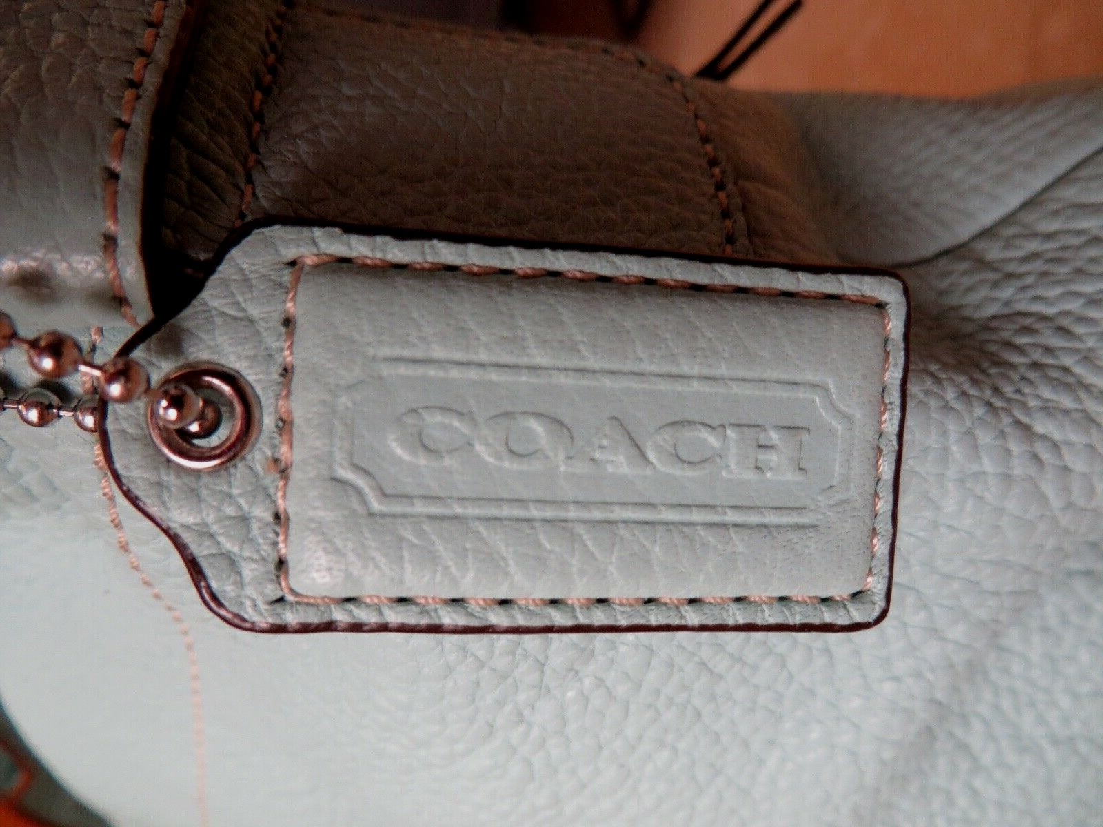 COACH Pale Blue Grained Leather Shoulder Handbag Purs… - Gem