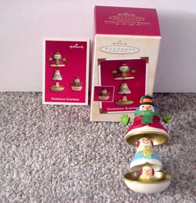 VINTAGE CHRISTMAS HALLMARK ORNAMENTS 2003 SNOWMAN SURPRISE MIB (NEVER ...