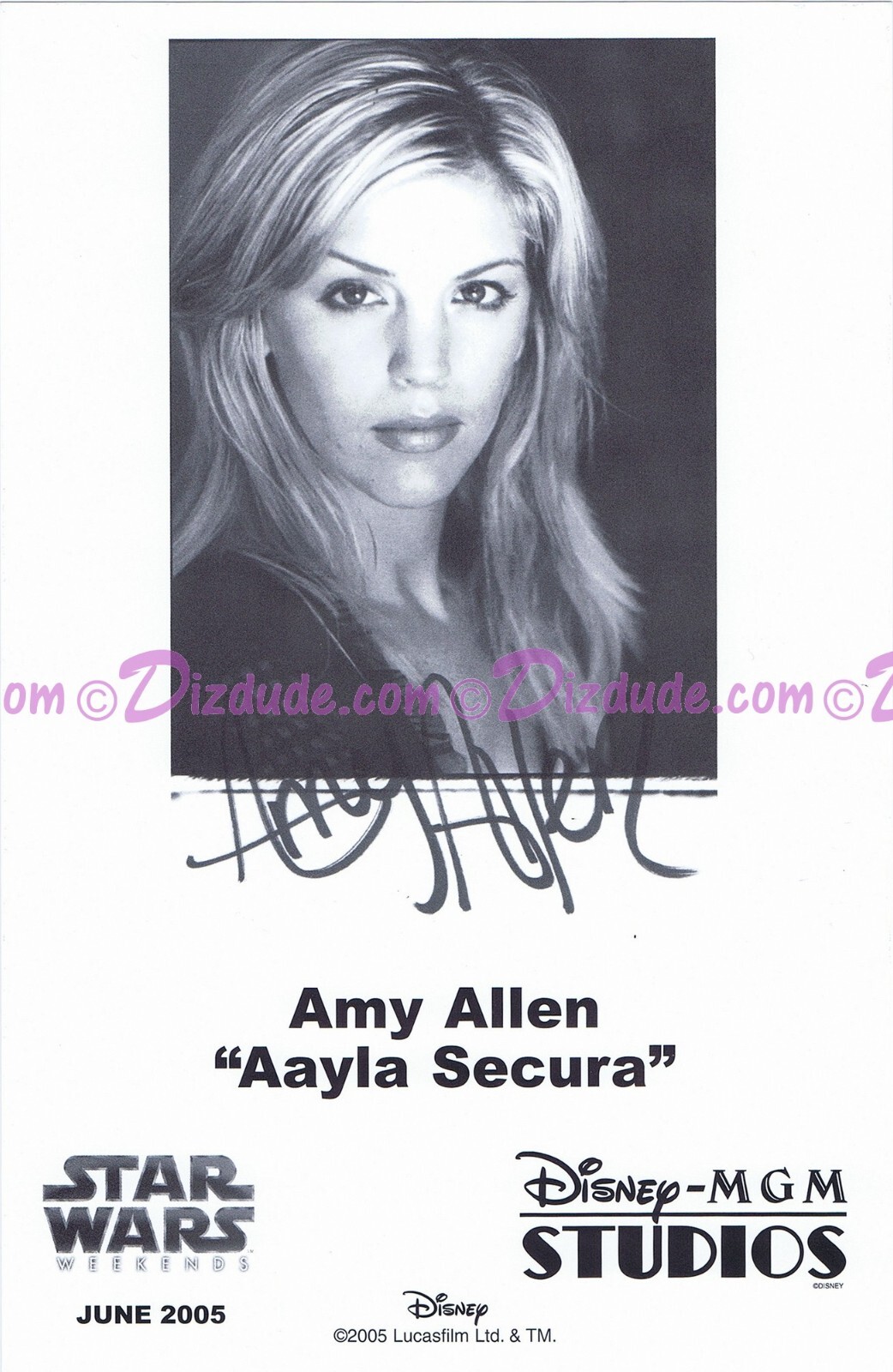 Disney Star Wars Weekends 2005 Amy Allen Pre-Signed Photo Aayla Secura ...