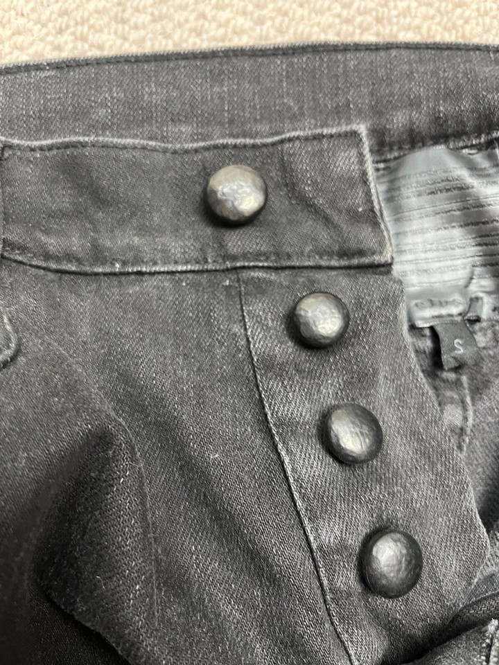 Men's Delusion Black Jeans Leather Trim Small S Designer Approx 33 x 30 ...