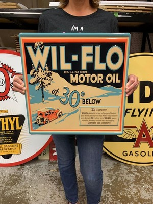 Antique Vintage Old Style Sign Wil Flo Motor Oil Made in USA | eBay