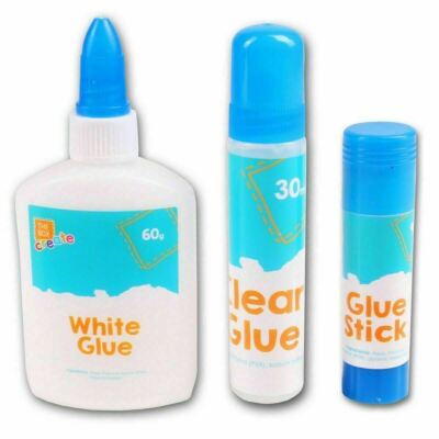 3Pc GLUE SET Non Toxic Adhesive Kid/Children Safe School/Home Creative ...
