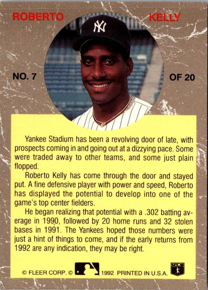 1992 Ultra All-Stars Roberto Kelly #7 New York Yankees Baseball Card | eBay