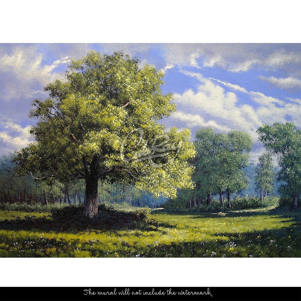 Wall Mural Oil Paintings Landscape Trees Painting Forest Removable ...