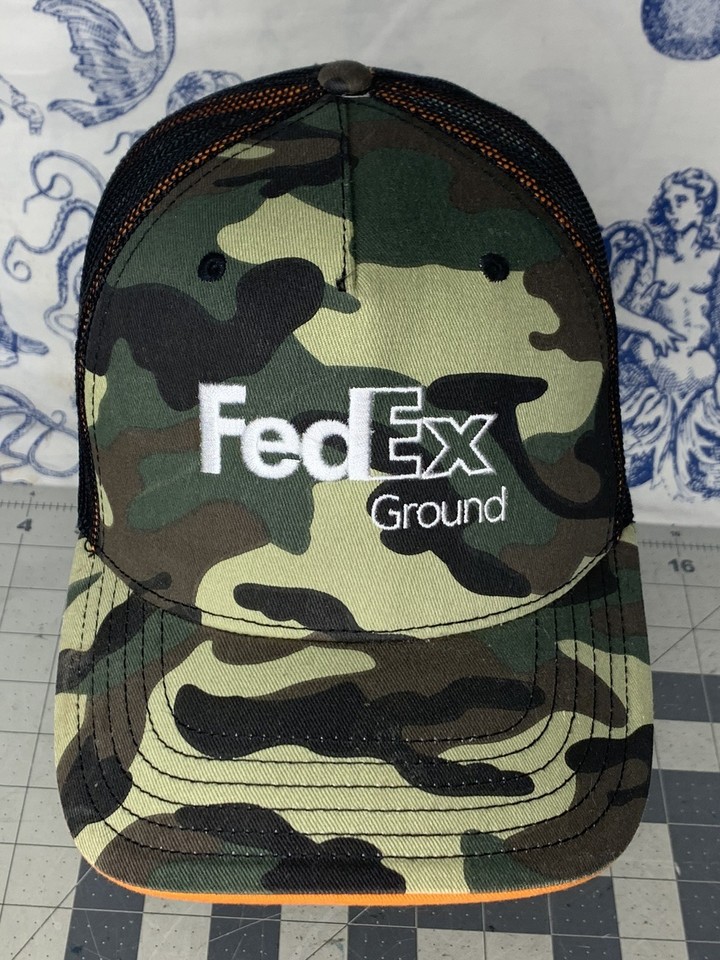 FedEx Ground Shipping Delivery Snapback Hat Camo/Orange/Black Mesh ...