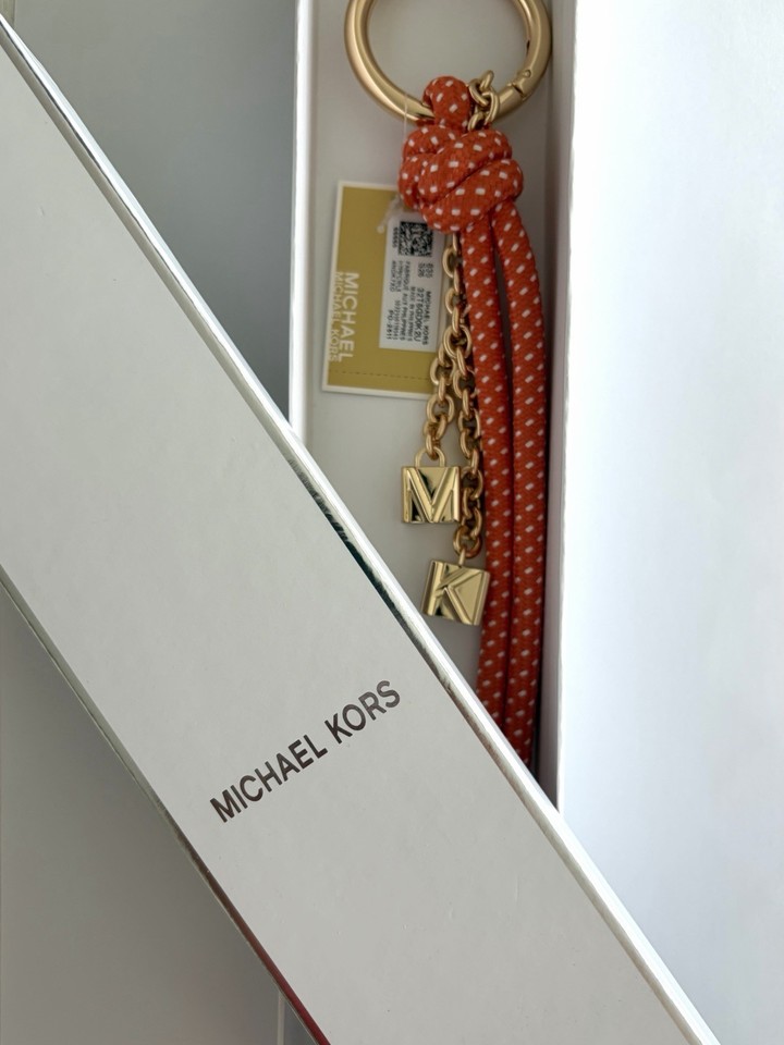 Michael Kors Bag Charm Orange & Gold Tones MK Logo New | eBay UK