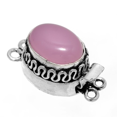 2 Pc Rose Quartz Box Clasp 2 Strand Antique Sterling Silver Plated | eBay