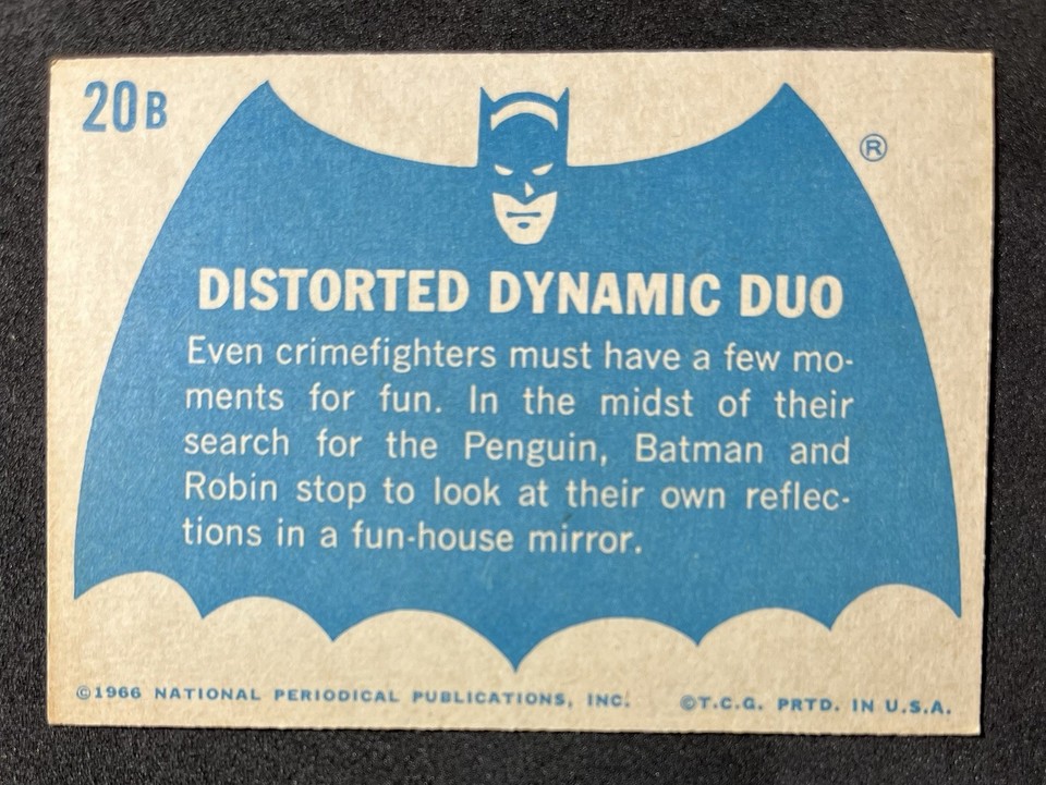 1966 Topps Batman Blue Bat Cowl Card #20b Distorted Dynamic Duo | eBay