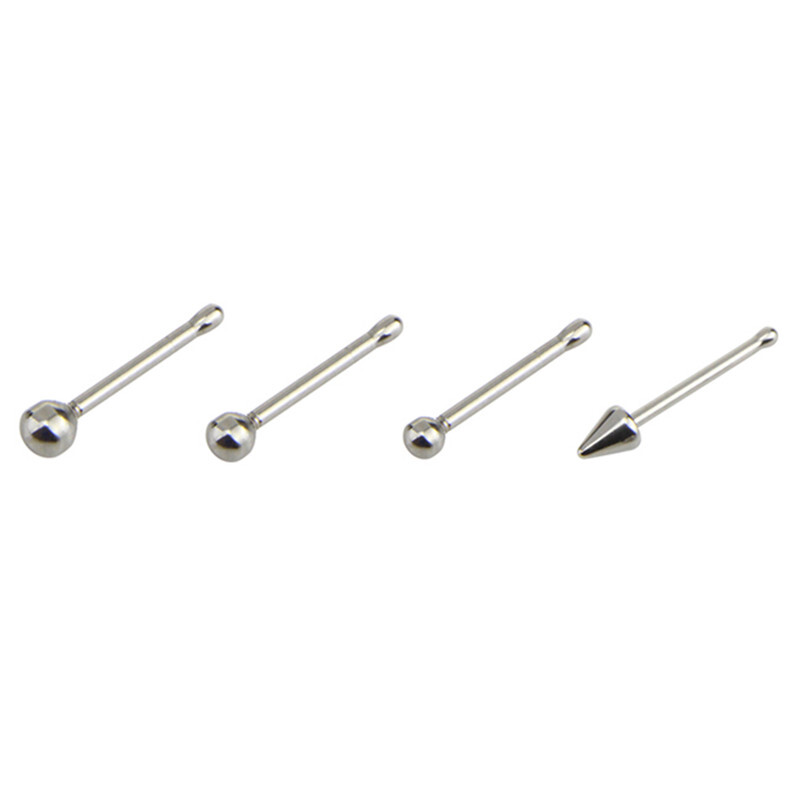 14x Stainless Steel Crystal Nose Hoop Septum Ring Bone Studs Body ...