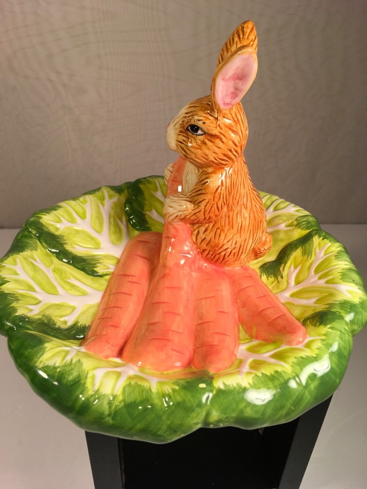 1994 Coaster Bunny Rabbit Easter Dish Vegetable Bowl Carrots Lettuce ...