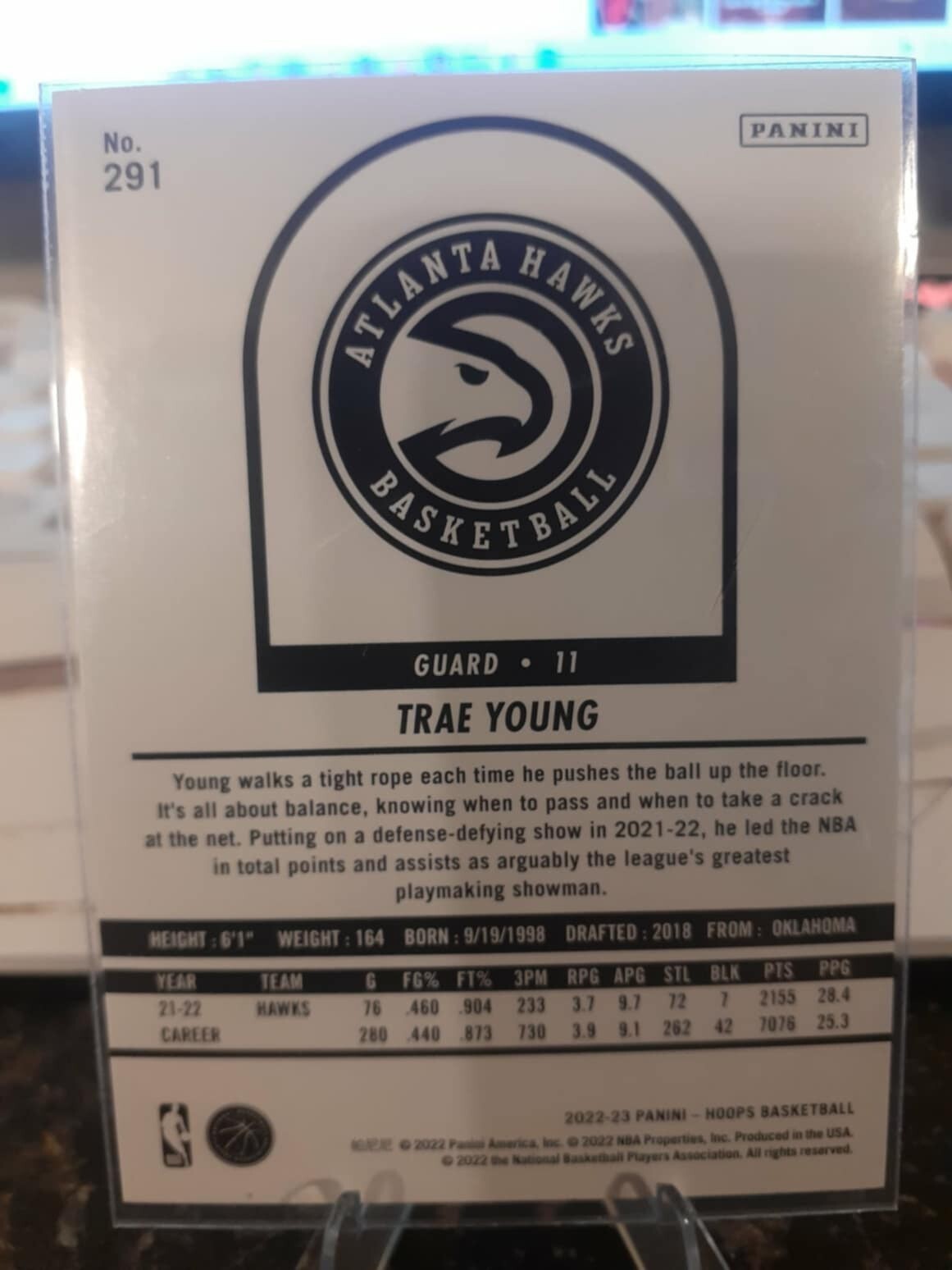 2022-23 Panini NBA Hoops - Hoops Tribute Trae Young #291 Blue for sale ...
