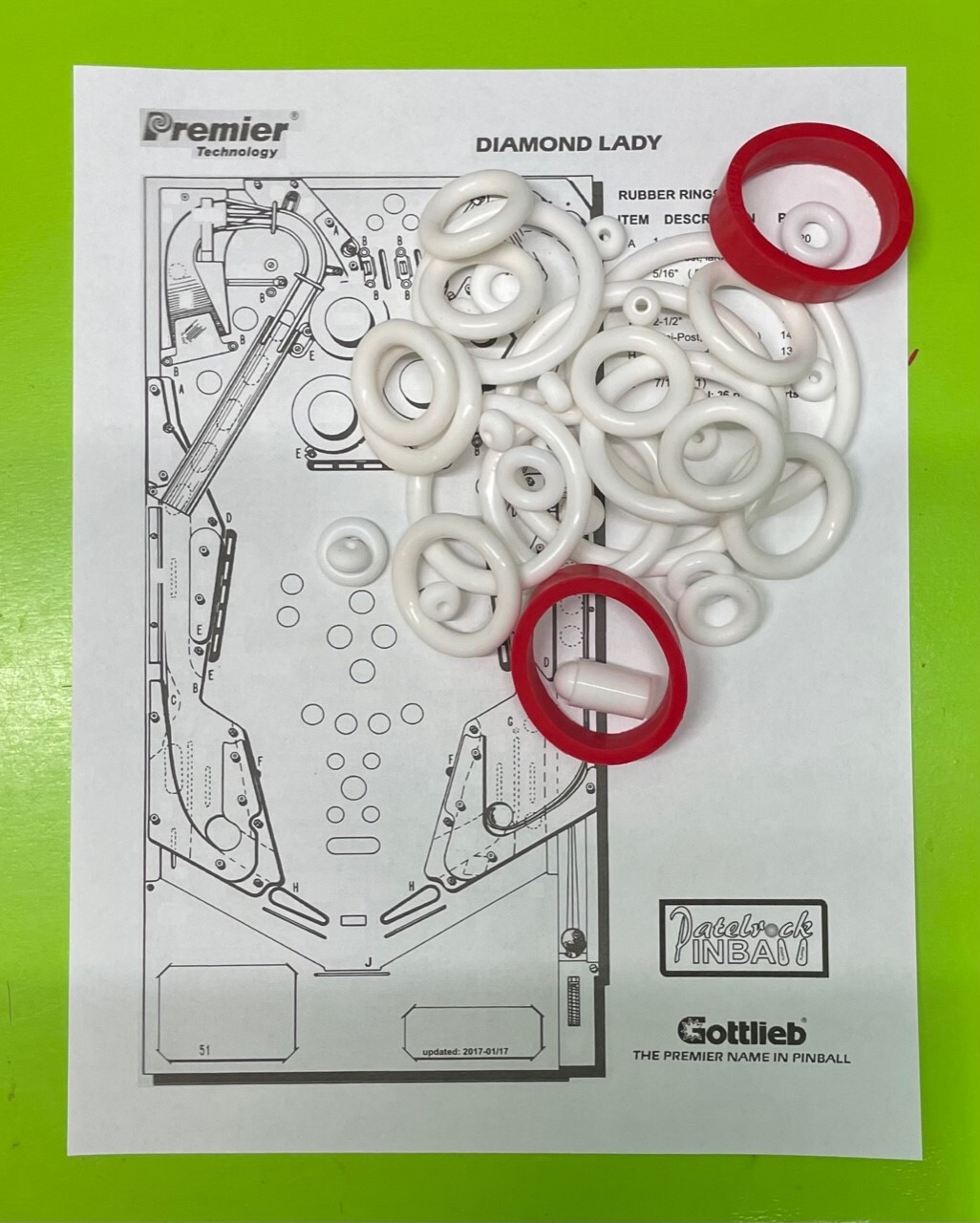 Gottlieb Premier Diamond Lady pinball SILICONE / RUBBER ring kit | eBay
