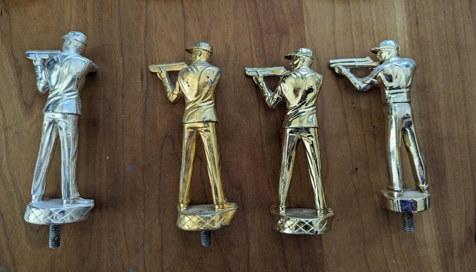 4 Trophy Topper - Shooting - Gold And Silver - Metal - Vintage - BROKEN ...