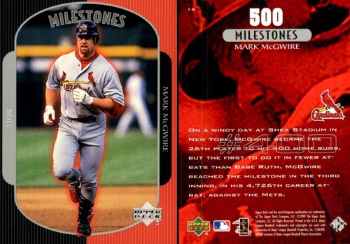 UPPER DECK 1999 MARK McGWIRE MLB ST. LOUIS CARDINALS SUPERSTAR 500 HR ...