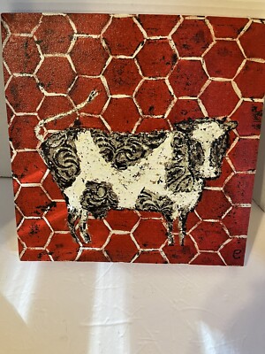 Little E studio stretched canvas cow art | eBay