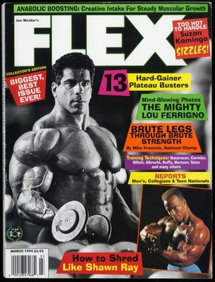 MARCH 1994 JOE WEIDER'S FLEX MAGAZINE, LOU FERRIGNO, SHAWN RAY, MIKE ...