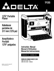 Delta TP305 12 1/2" Portable Planer Instruction Manual | eBay