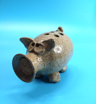 Speckled Pottery Pig with Cork Nose Pencil Holder Pigs N' Pots Pottery ...