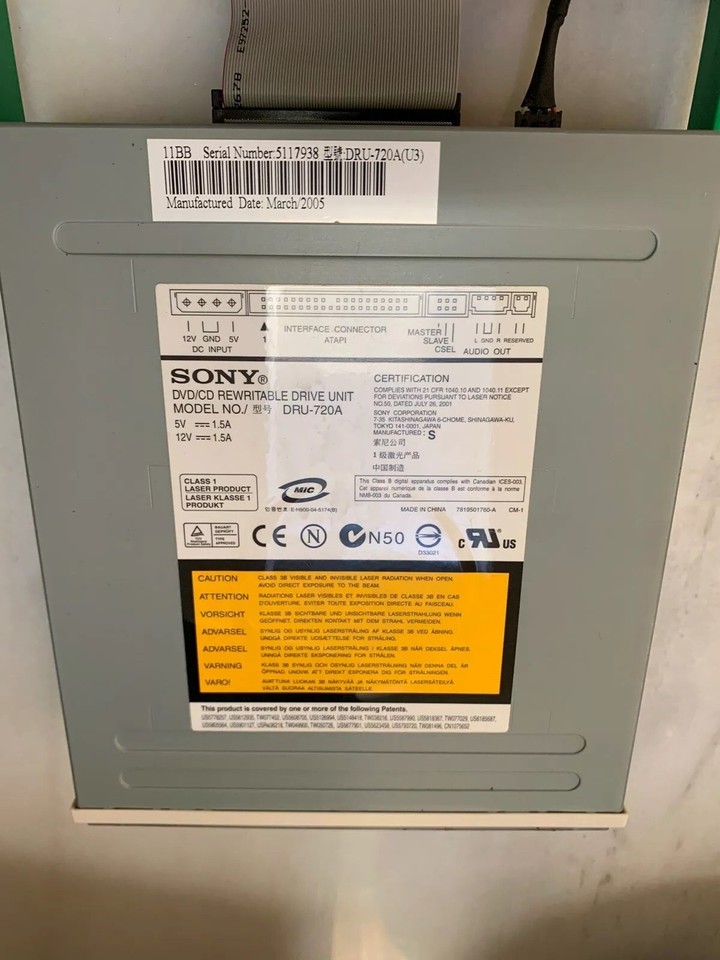 Sony DVD/CD Rewritable Drive DRU-720A White IDE With Cables | eBay