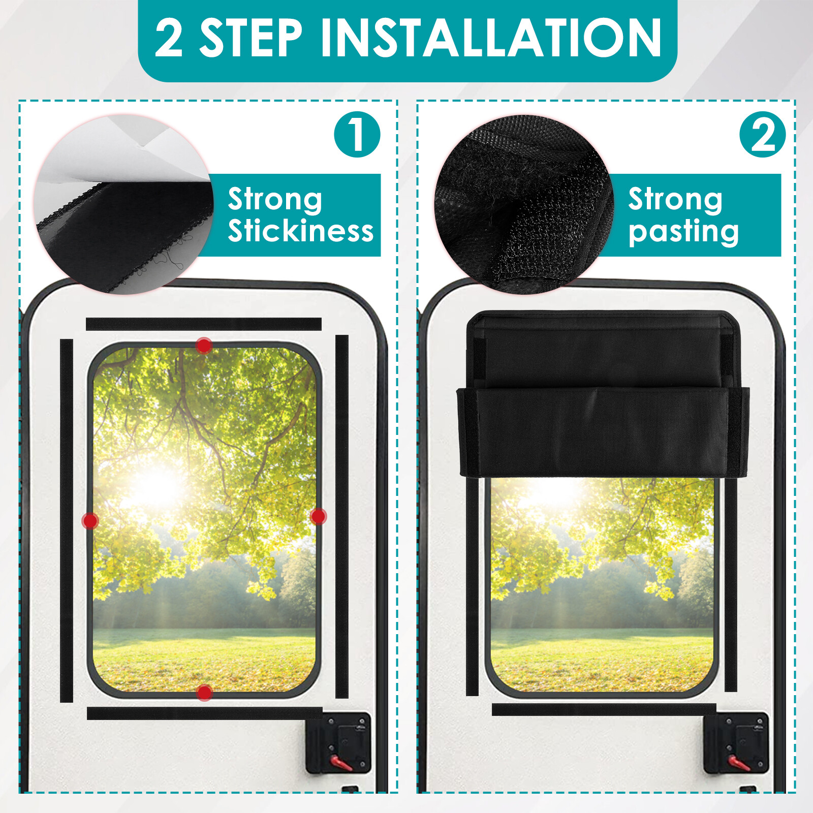 RV Door Window Shade 25 x 16 Inch Foldable RV Window Cover Oxford Cloth ...