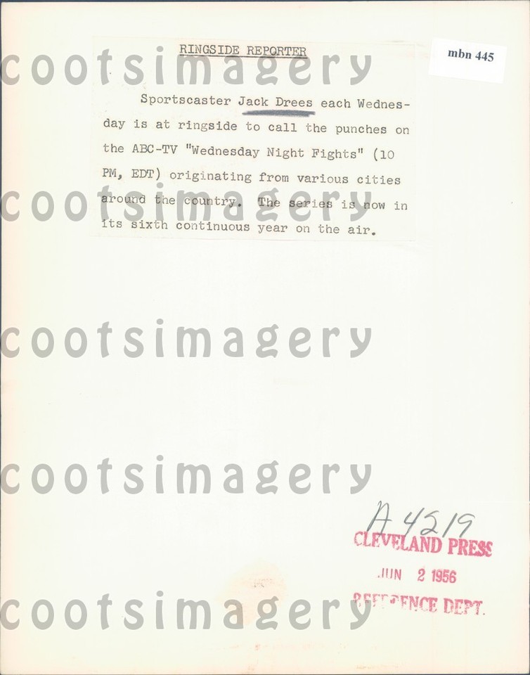 1956 Noted Sportscaster Jack Drees Press Photo | eBay