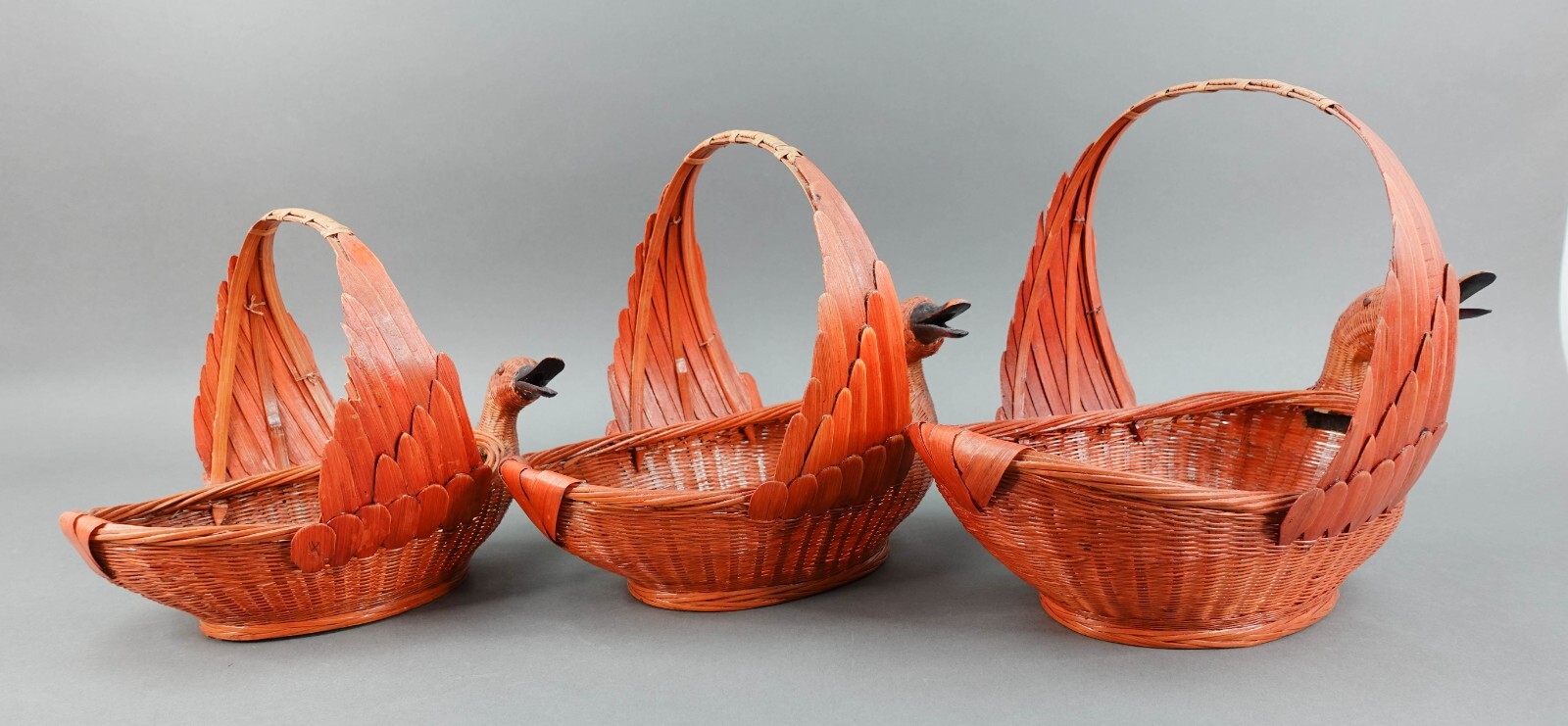 Shanghai Handicrafts Vintage Chinese Wicker Rattan Duck Goose Baskets ...