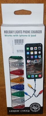 CHRISTMAS HOLIDAY LIGHTS PHONE CHARGER LED LIGHT UP CORD IPHONE IPAD ...