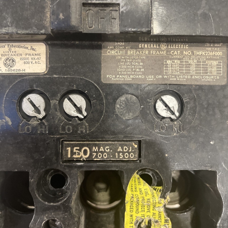 GE THFK236F000, 150 Amp Trip, 600 Volt, 3P, BLACK Circuit Breaker | eBay
