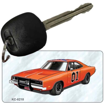 General Lee Charger Metal Aluminum Key Chain License Plate Tag Art ...