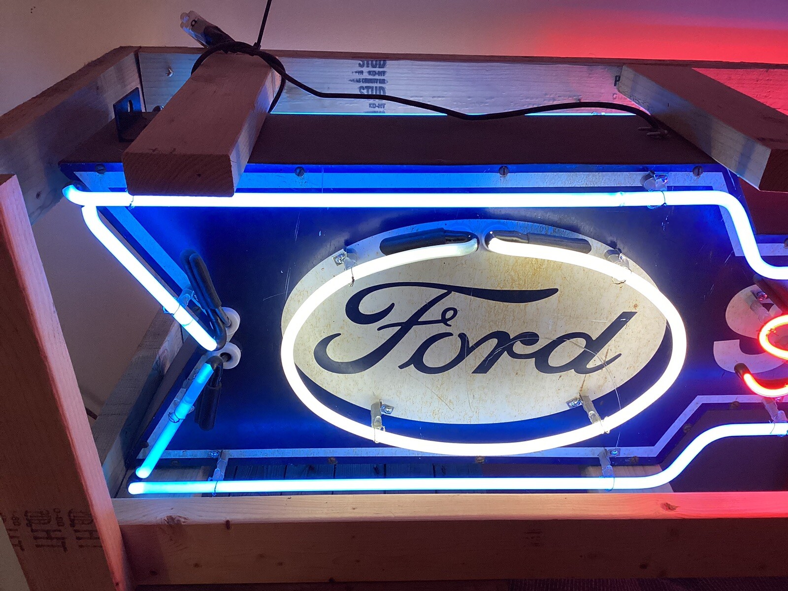 NEON double Sided FORD SERVICE Arrow 5’ vintage LooK man Cave SHOP CooL ...