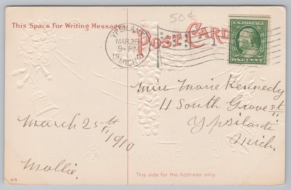 Holiday~Pink Flower Cross~Yellow Flowers~Gold Bells~Vintage Postcard | eBay