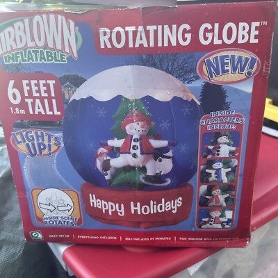 NIB Airblown INFLATABLE GEMMY 6 Ft SNOWMAN CHRISTMAS TREE SNOW GLOBE ...